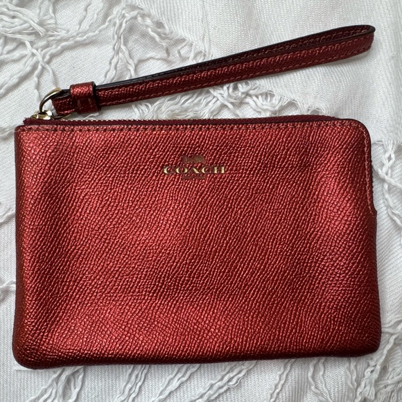 Coach | Bags | Coach Metallic Red Wristlet Sparkly | Poshmark